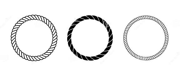 Rope Frame Set. Round Cord Borders Collection. Circle Rope Wreath Loop ...