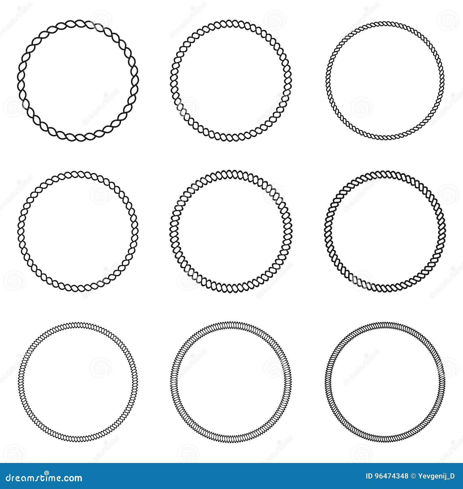 Rope Frame. Set of Round Vector Frames from Nautical Rope Stock Vector ...