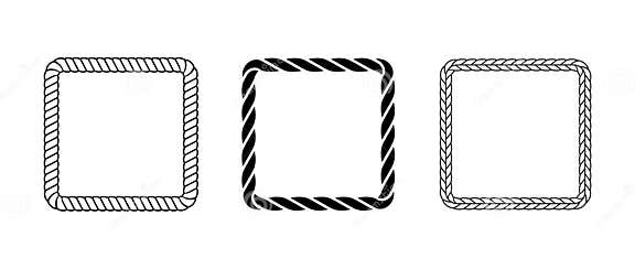 Rope Frame Set. Squared Cord Border Collection. Rectangular Rope Loop ...