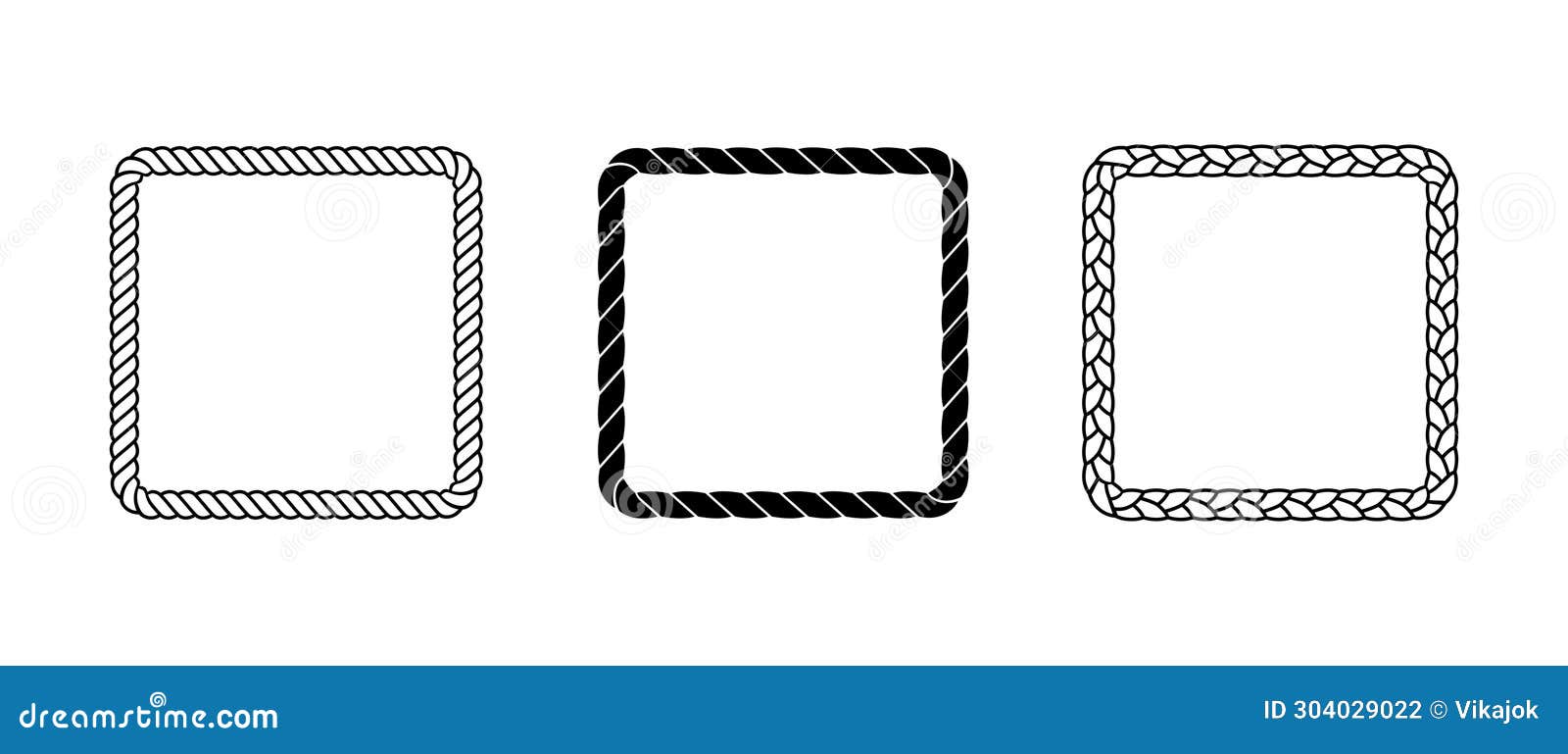Set of Rope Frames. Squared Cord Border Collection. Rectangular Rope ...