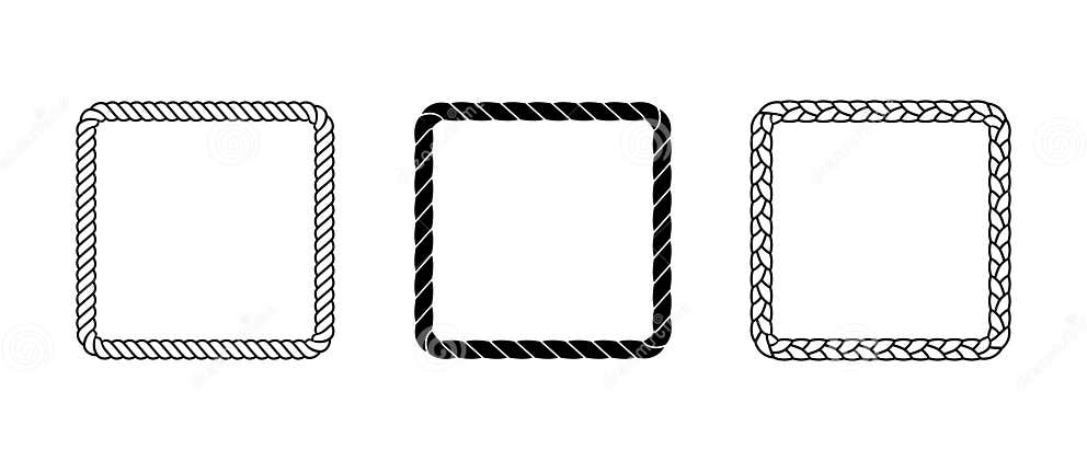 Set of Rope Frames. Squared Cord Border Collection. Rectangular Rope ...