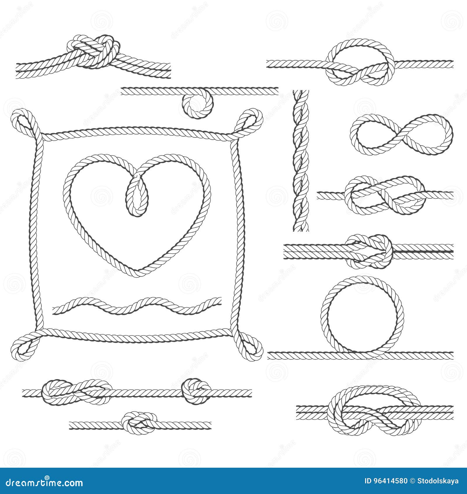 Rope Frames, Realistic Jute Cord Borders, Hemp Twisted Rope In Square ...