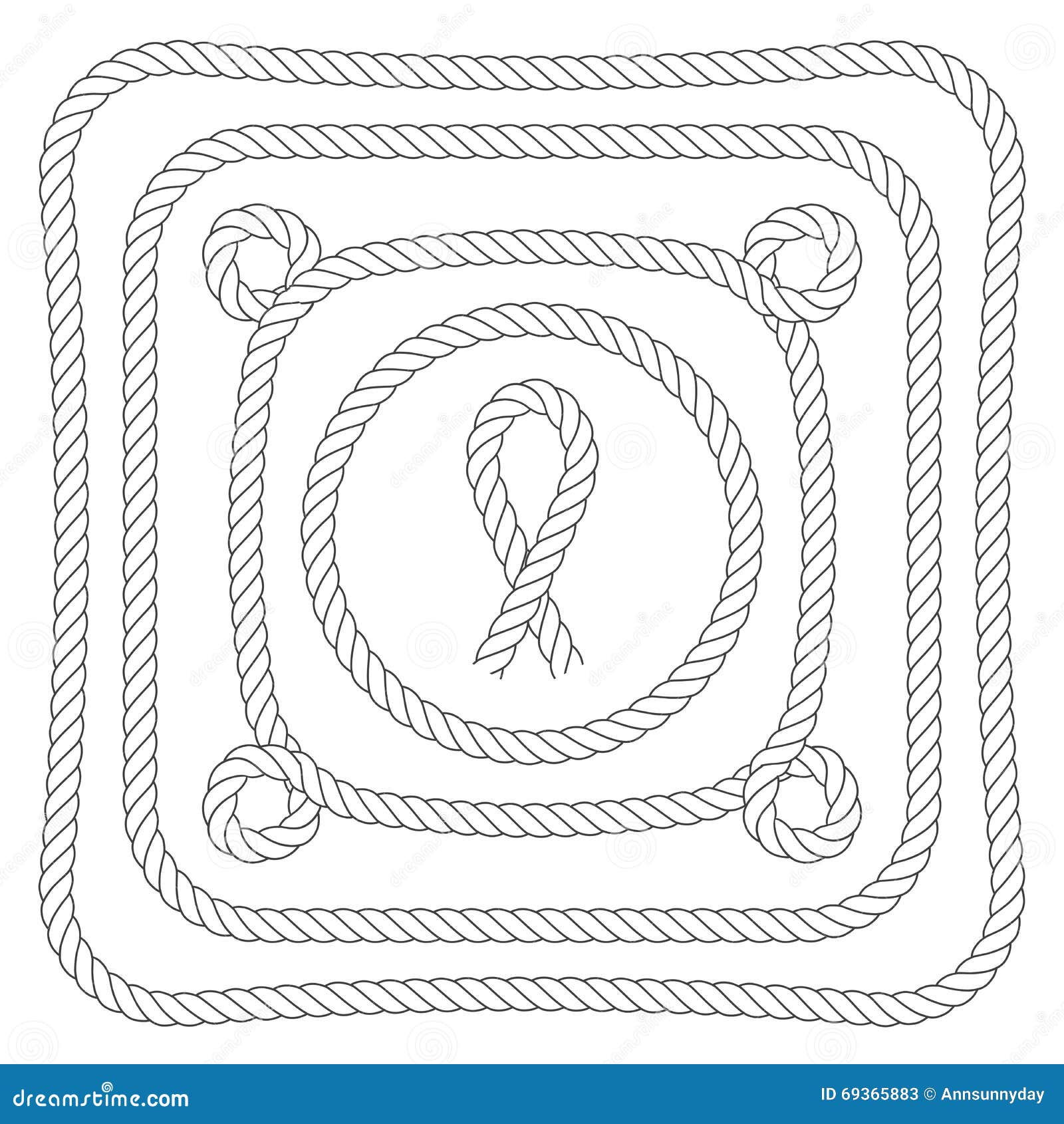 Rope frames with loops stock vector. Illustration of simple - 69365883