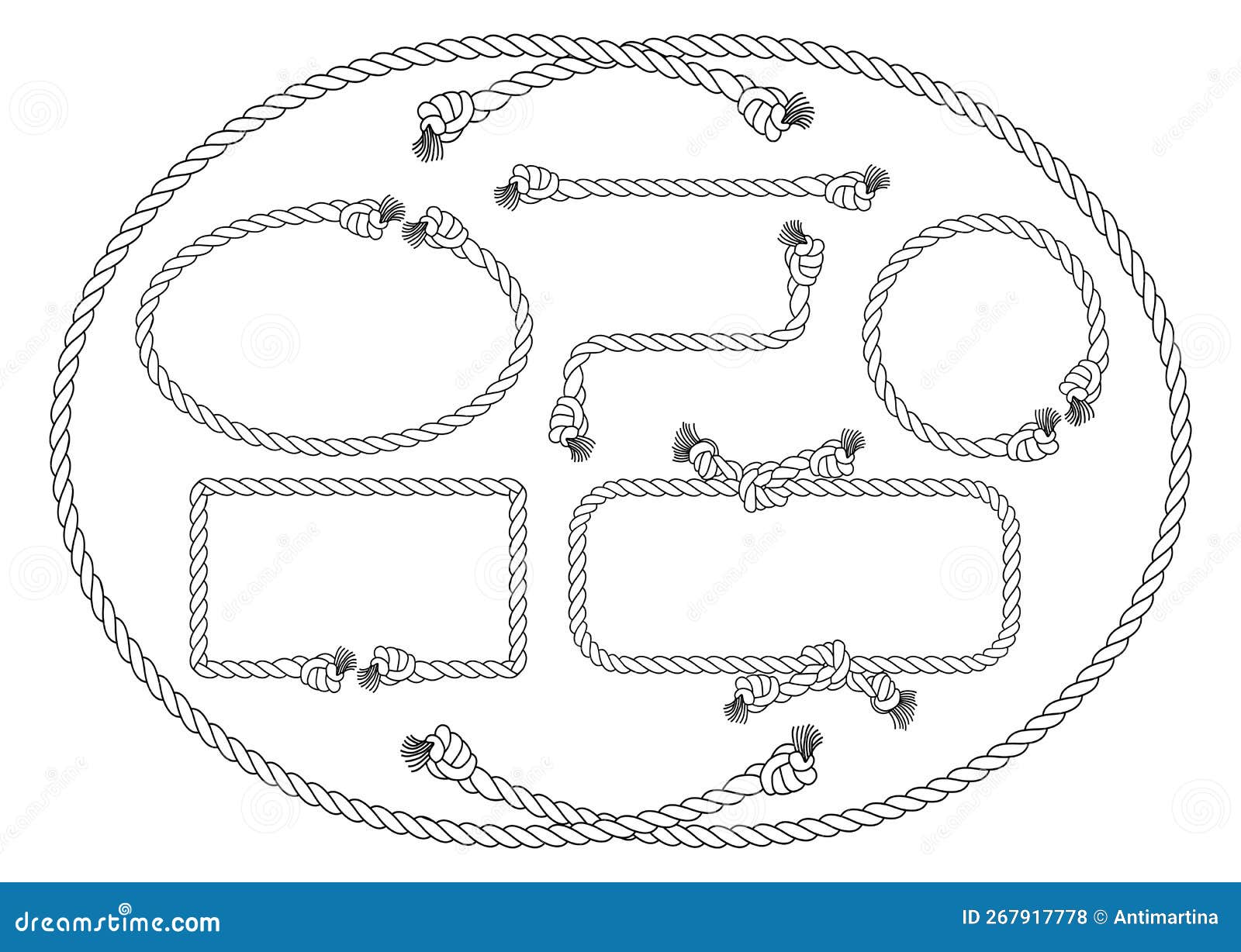 Illustration of a Collection of Several Rope Frames Stock Vector ...
