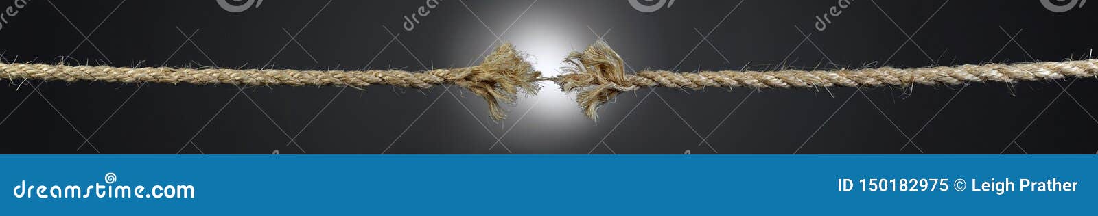 Long Tug Of War Rope Pulled Tight, With Red Ribbon Tie. Concept Of ...