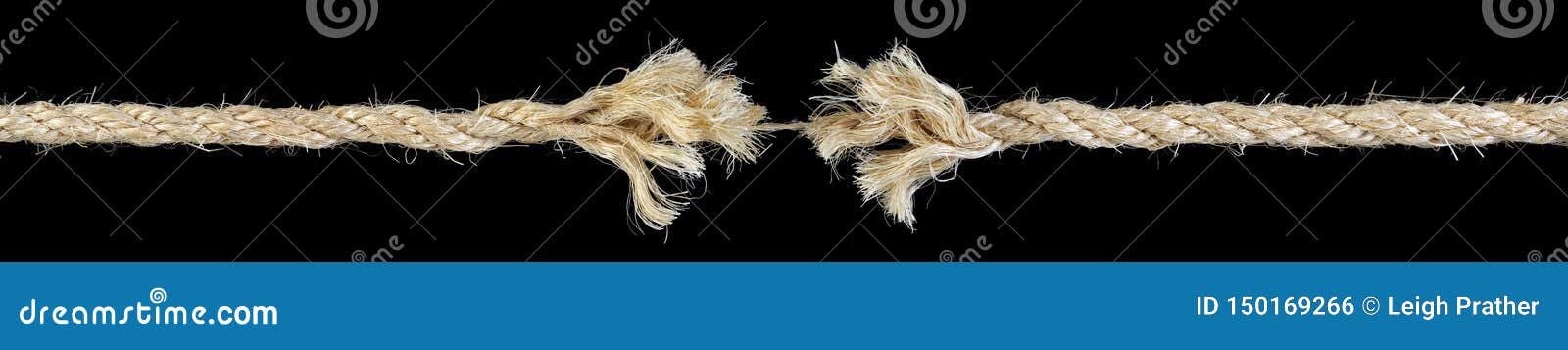 Rope Fraying Isolated on Black Stock Photo - Image of breaking ...