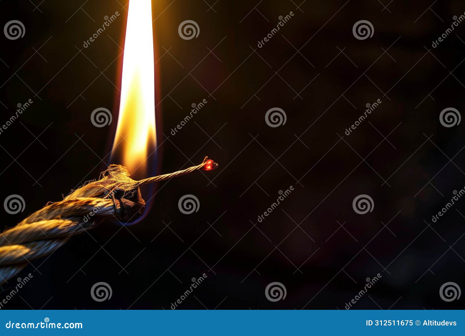 Rope Fuse Burning in a Dark Room, Providing the only Light Stock Image ...