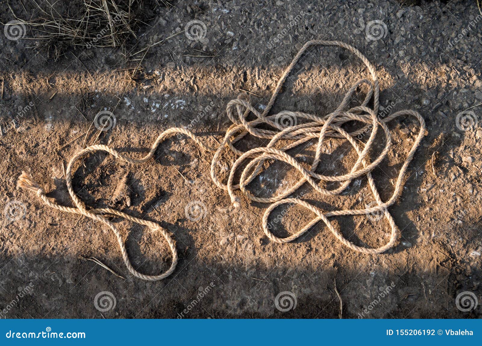 Rope on the Ground in Sun Light Stock Photo - Image of pull, close ...