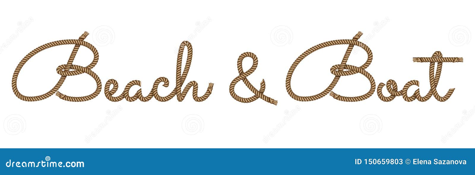 Rope Hand Drawn Lettering Beach and Boat Stock Vector - Illustration of ...