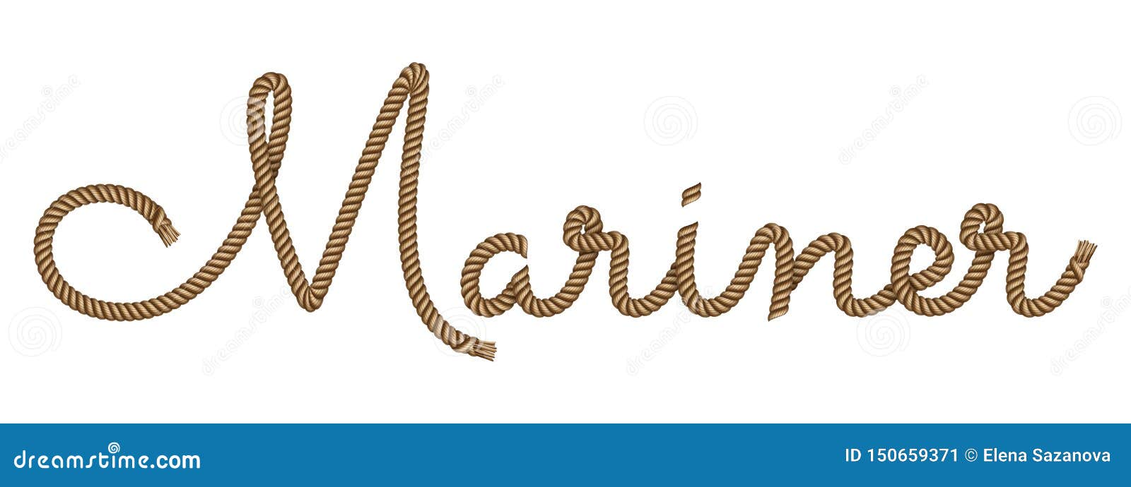 Rope Hand Drawn Lettering Mariner Stock Vector - Illustration of line ...