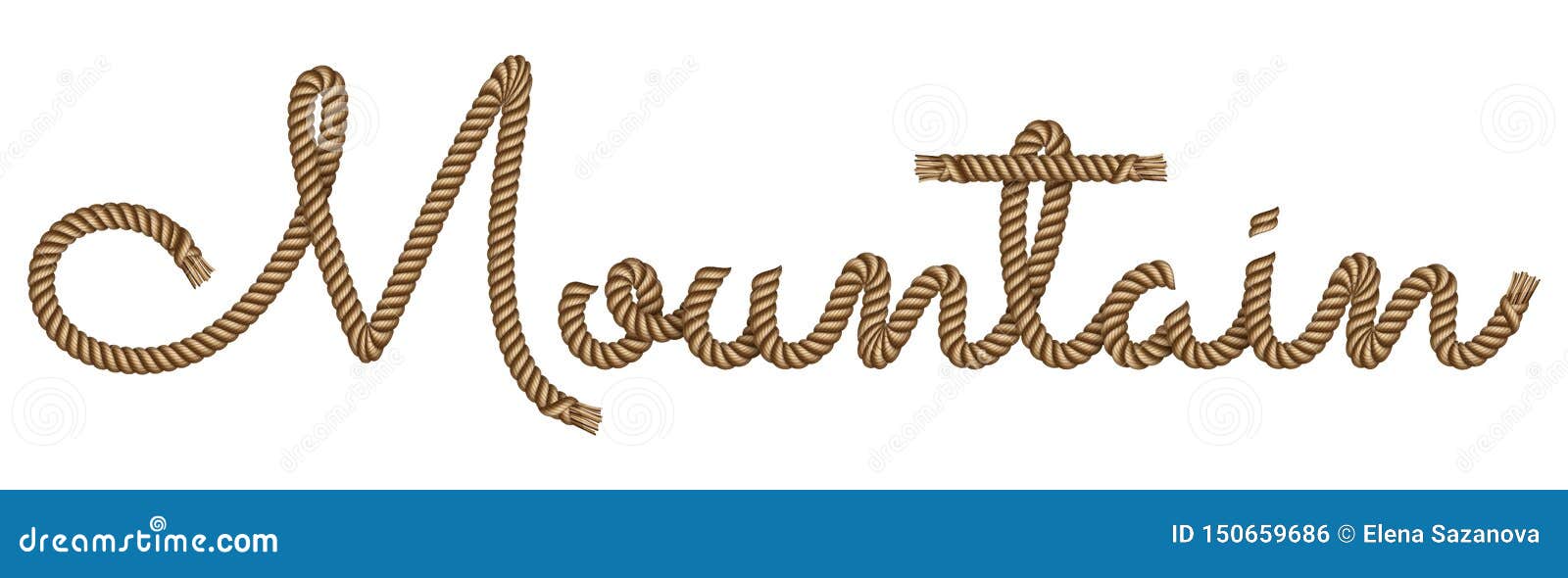 Rope Hand Drawn Lettering Mountain Stock Vector - Illustration of ...