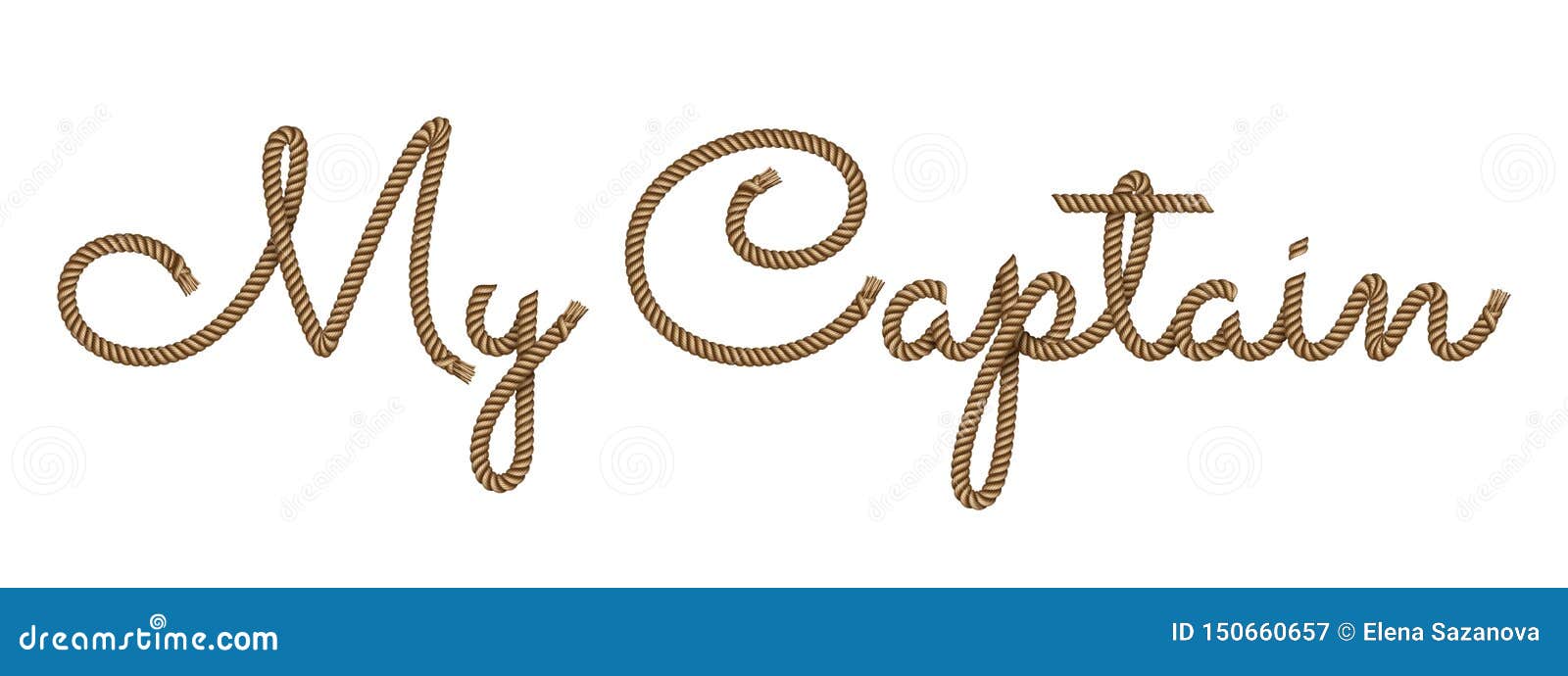 Rope Hand Drawn Lettering My Captain Stock Vector - Illustration of ...