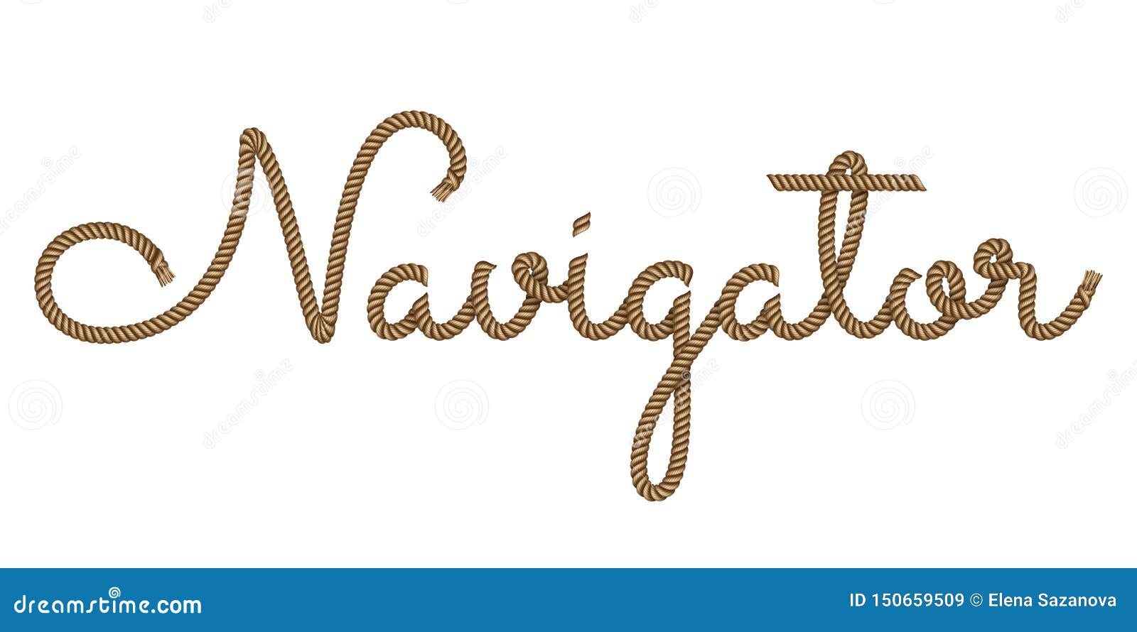 Rope Hand Drawn Lettering Navigator Stock Vector - Illustration of ...