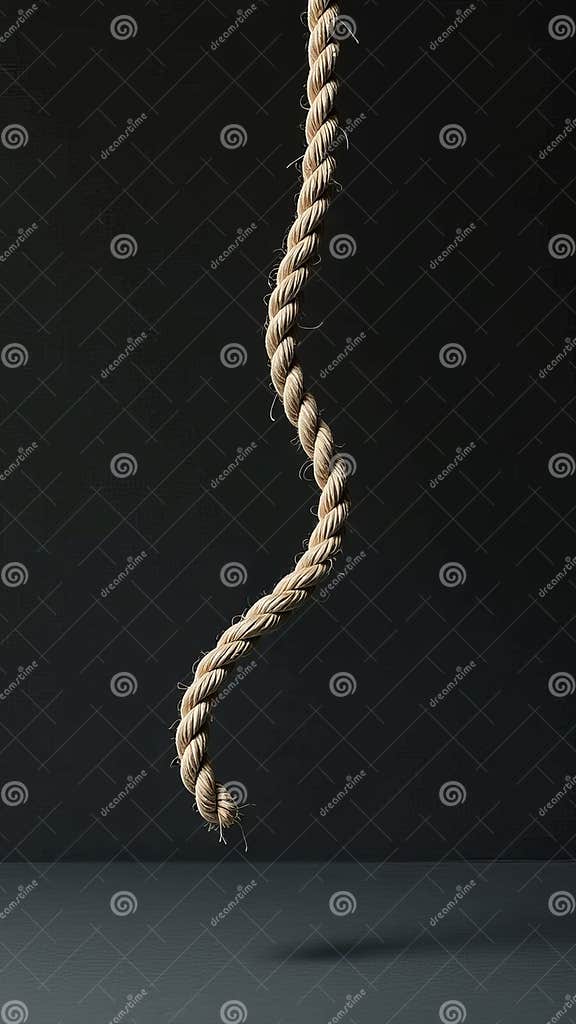 A Rope is Hanging from the Ceiling, and it is Long and Thin Stock ...