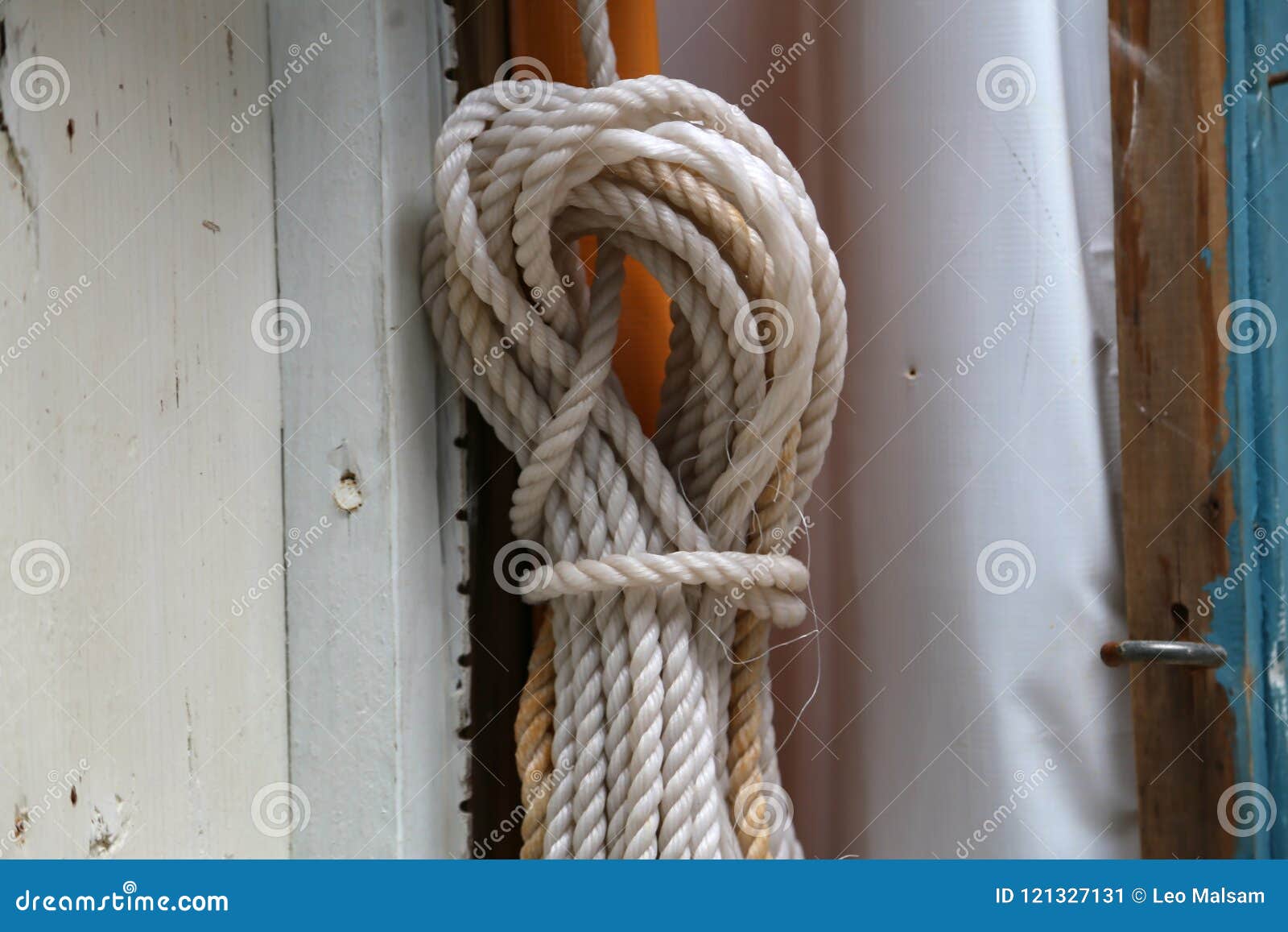 Rope hanging on the wall stock image. Image of hang - 121327131
