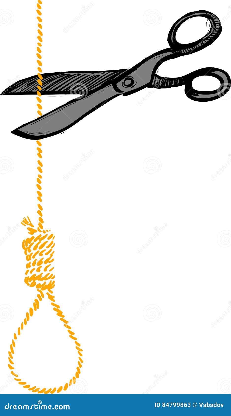 Rope with Hangman& X27;s Knot and Scissors Stock Vector - Illustration ...