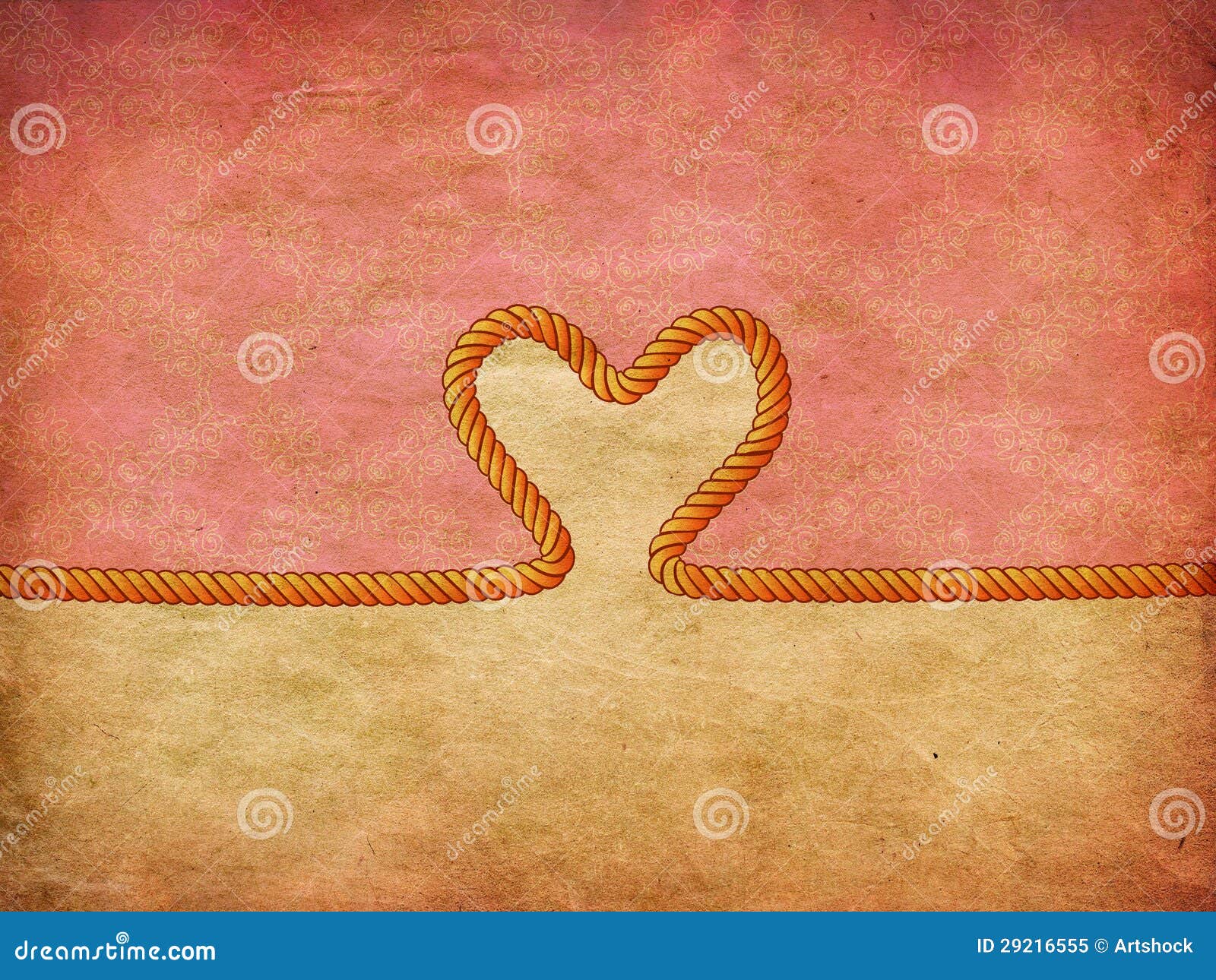 Rope Heart on Decorative Paper Stock Illustration - Illustration of ...