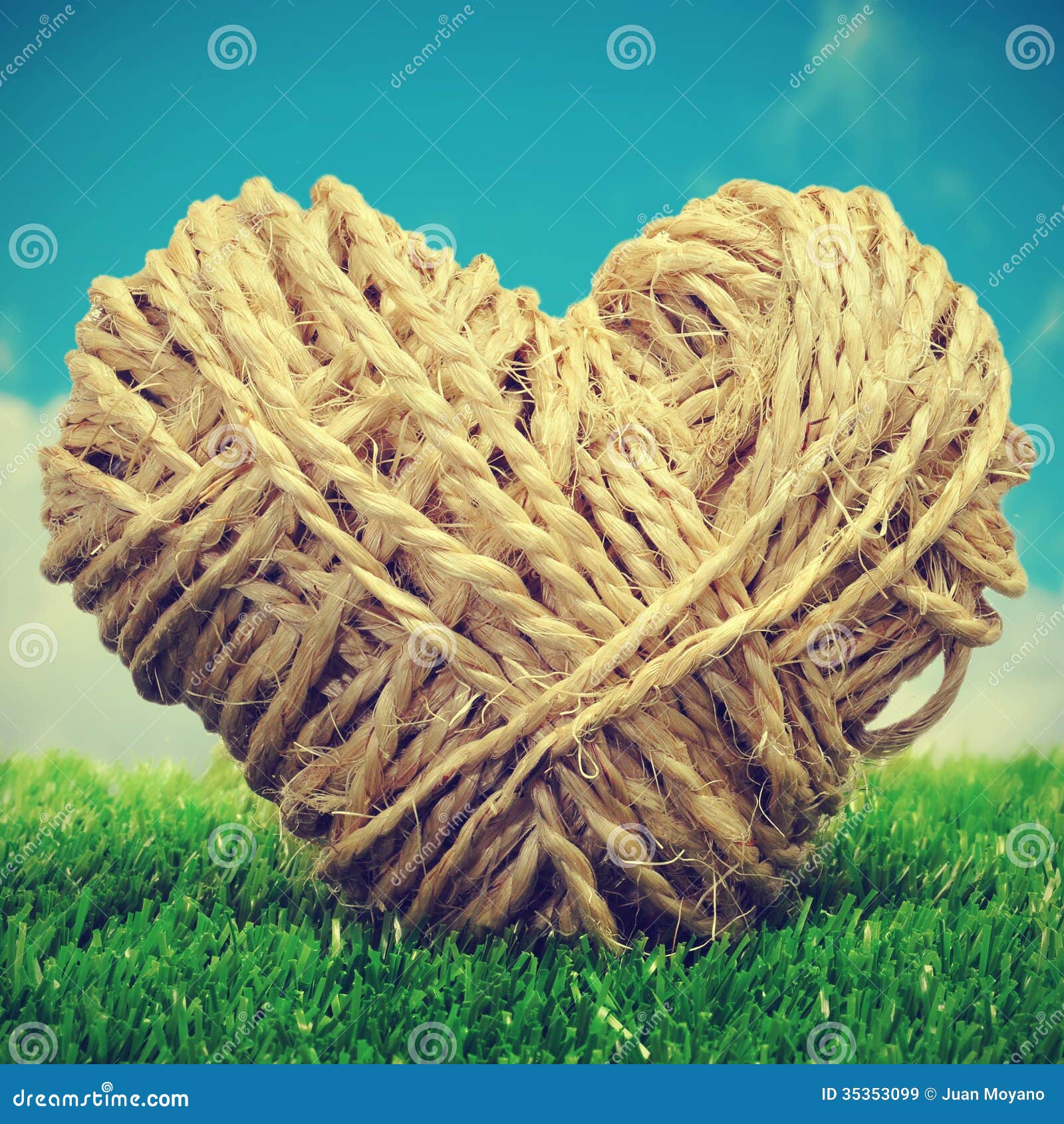 Rope heart on the grass stock image. Image of happy, nostalgia - 35353099