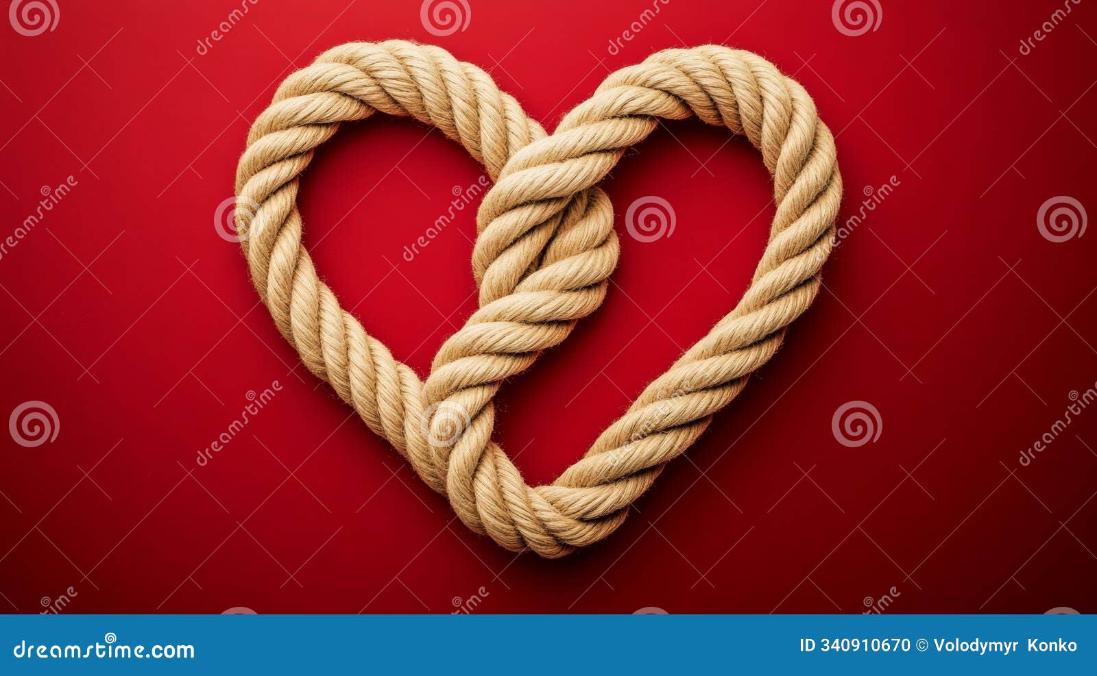 Rope Heart on Red Background, Symbol of Love and Connection Concept ...