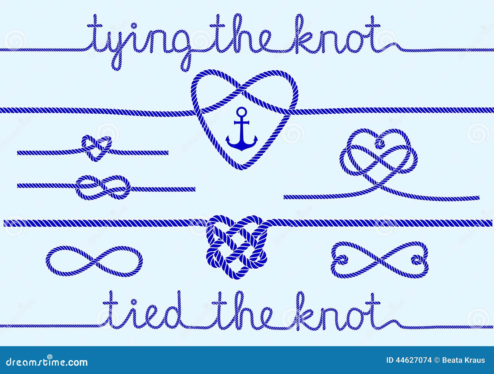 Rope Hearts and Knots, Vector Set Stock Vector - Illustration of ...
