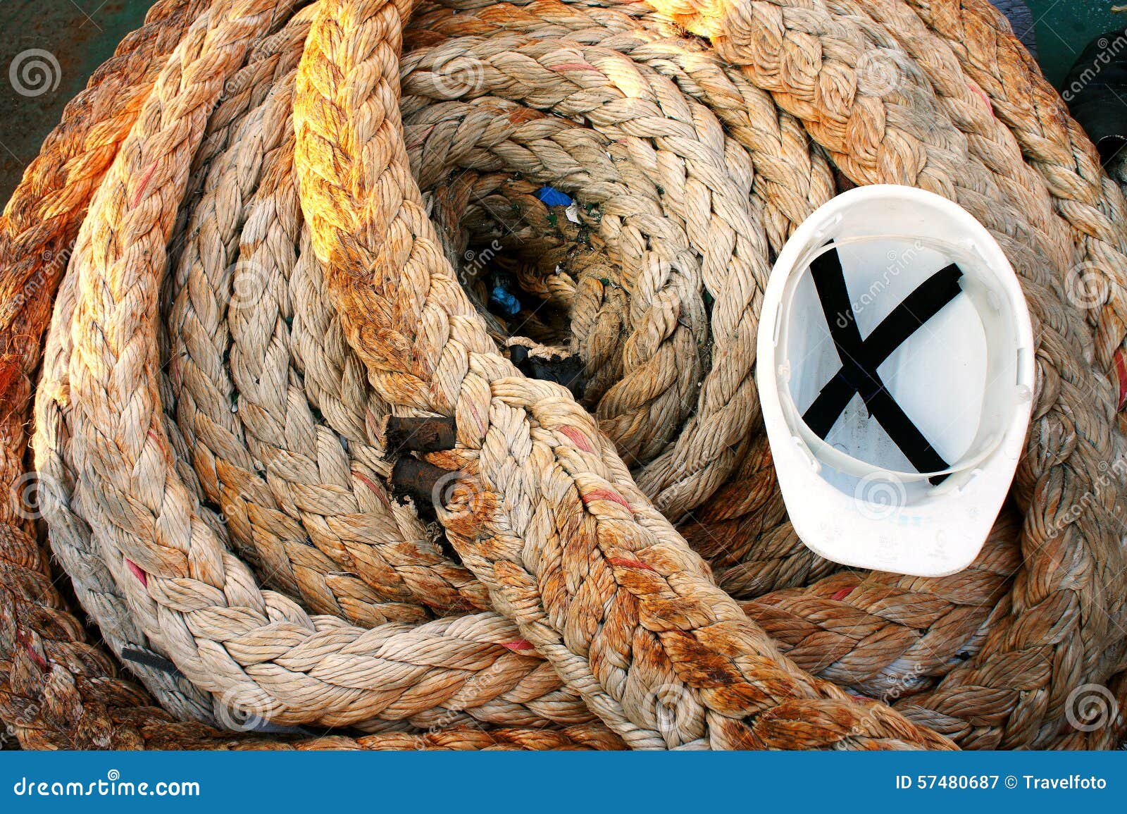 Rope and helmet stock image. Image of bight, rope, nautical - 57480687