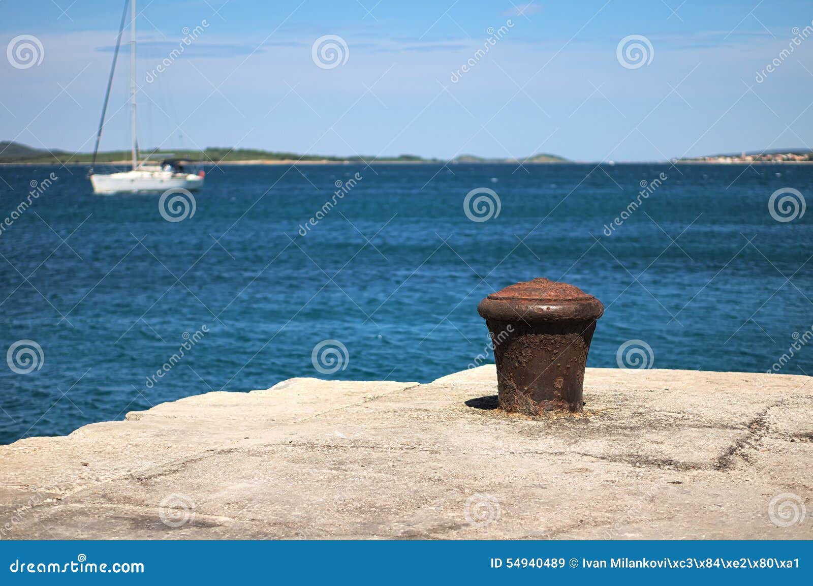 Rope holder on coast stock image. Image of white, adriatic - 54940489