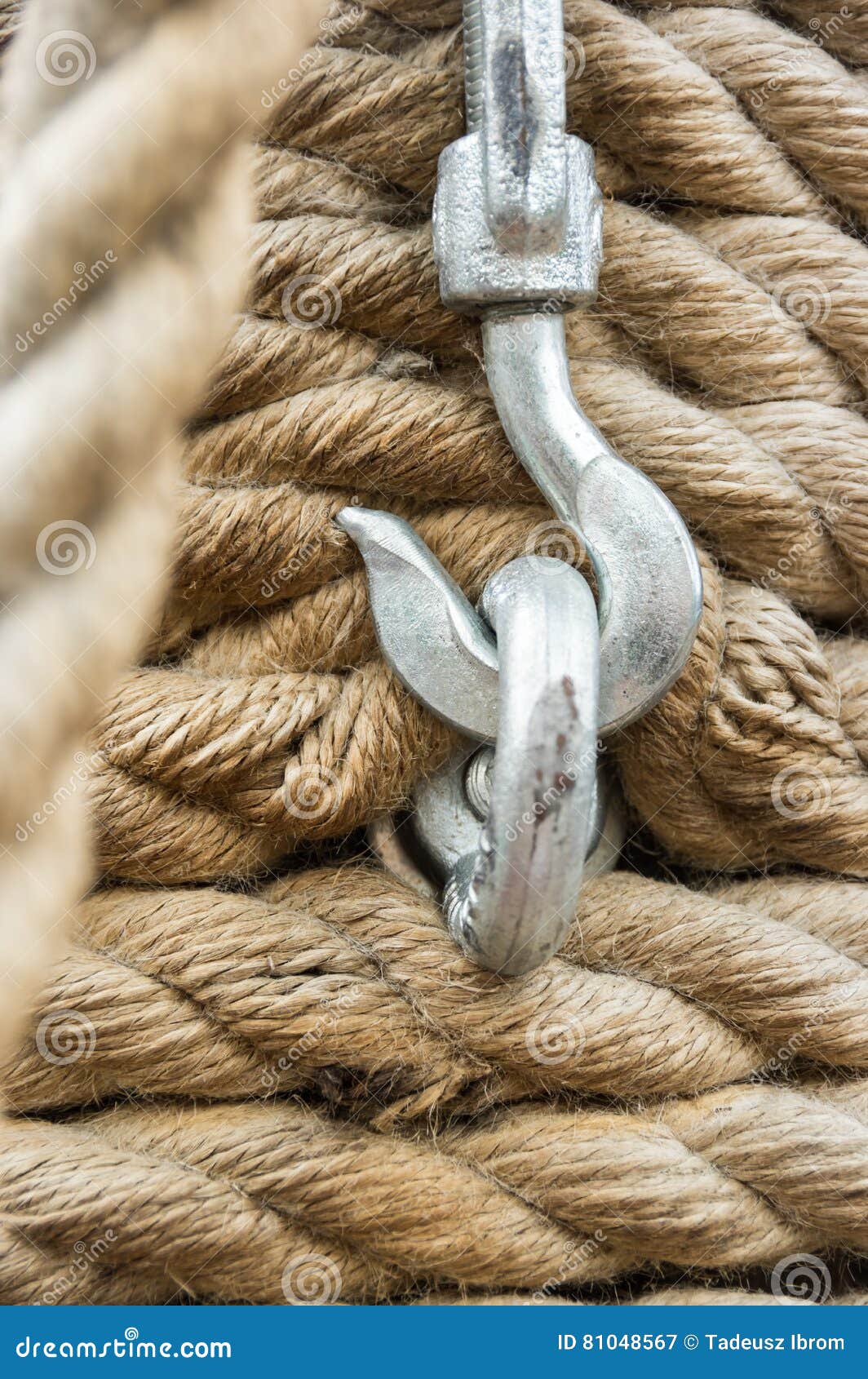 Rope and hook stock image. Image of iron, metal, texture - 81048567