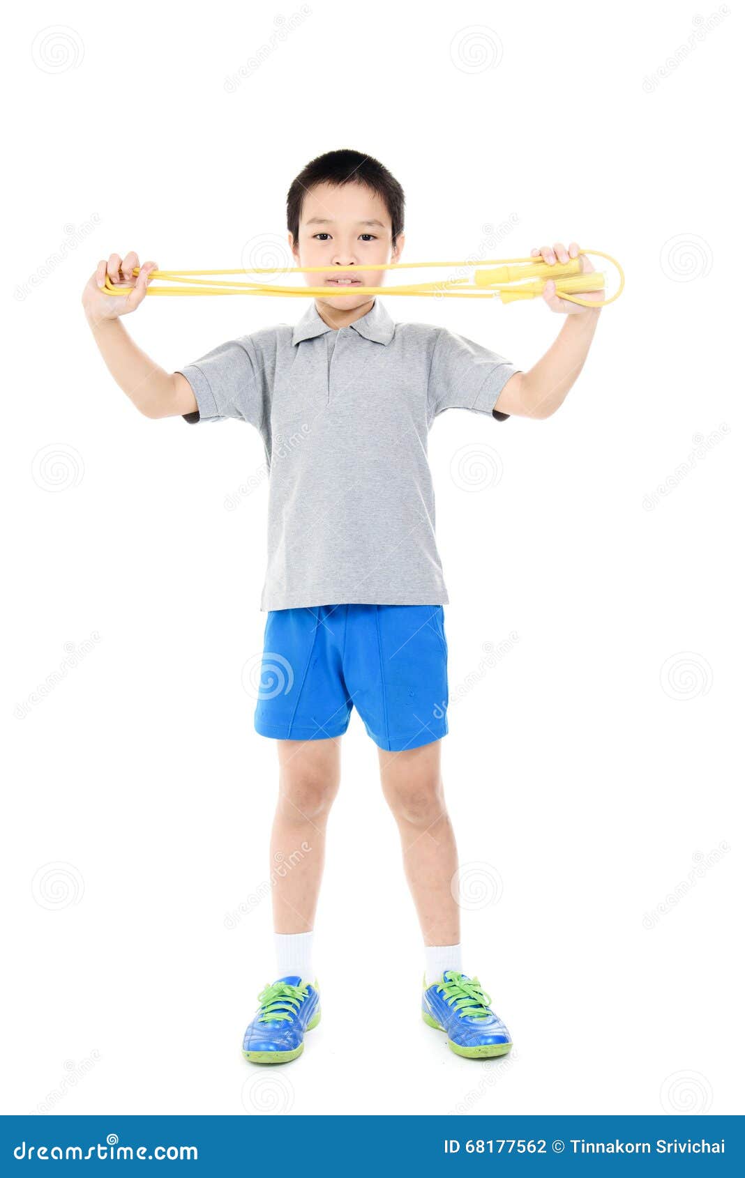 Rope jumping boy stock photo. Image of yellow, studio - 68177562