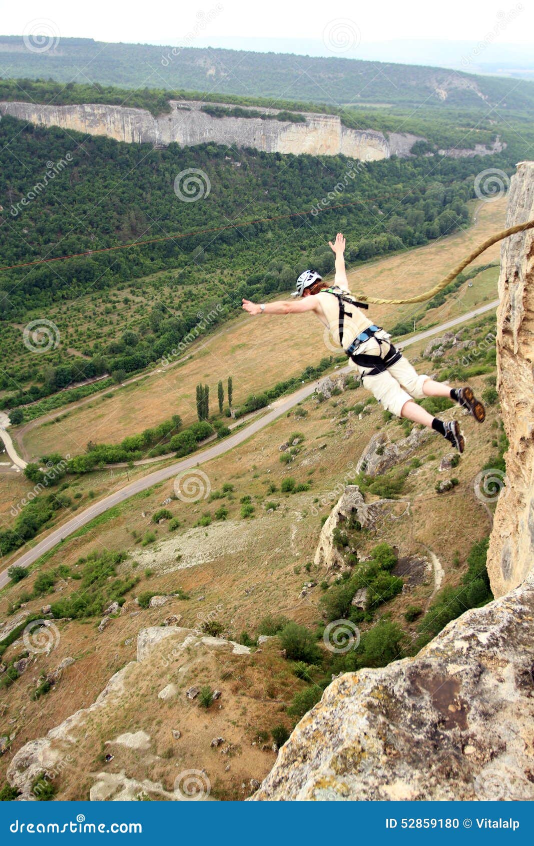Rope Jumping.Bungee Jumping. Stock Photo - Image of banos, clear: 52859180