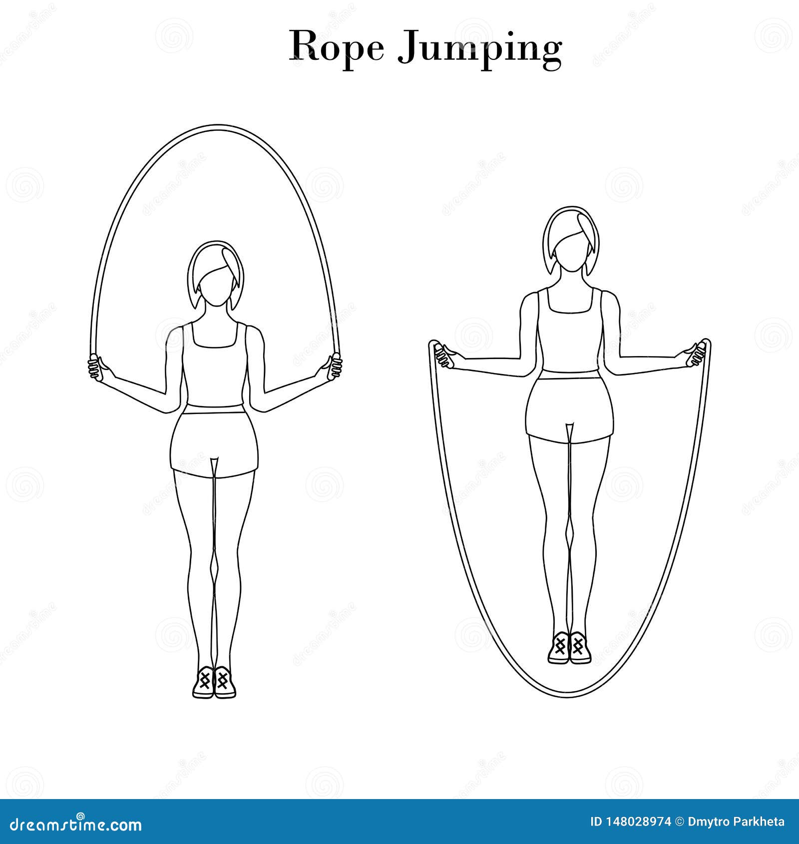 Rope Jumping Exercise Outline Stock Vector - Illustration of rope ...