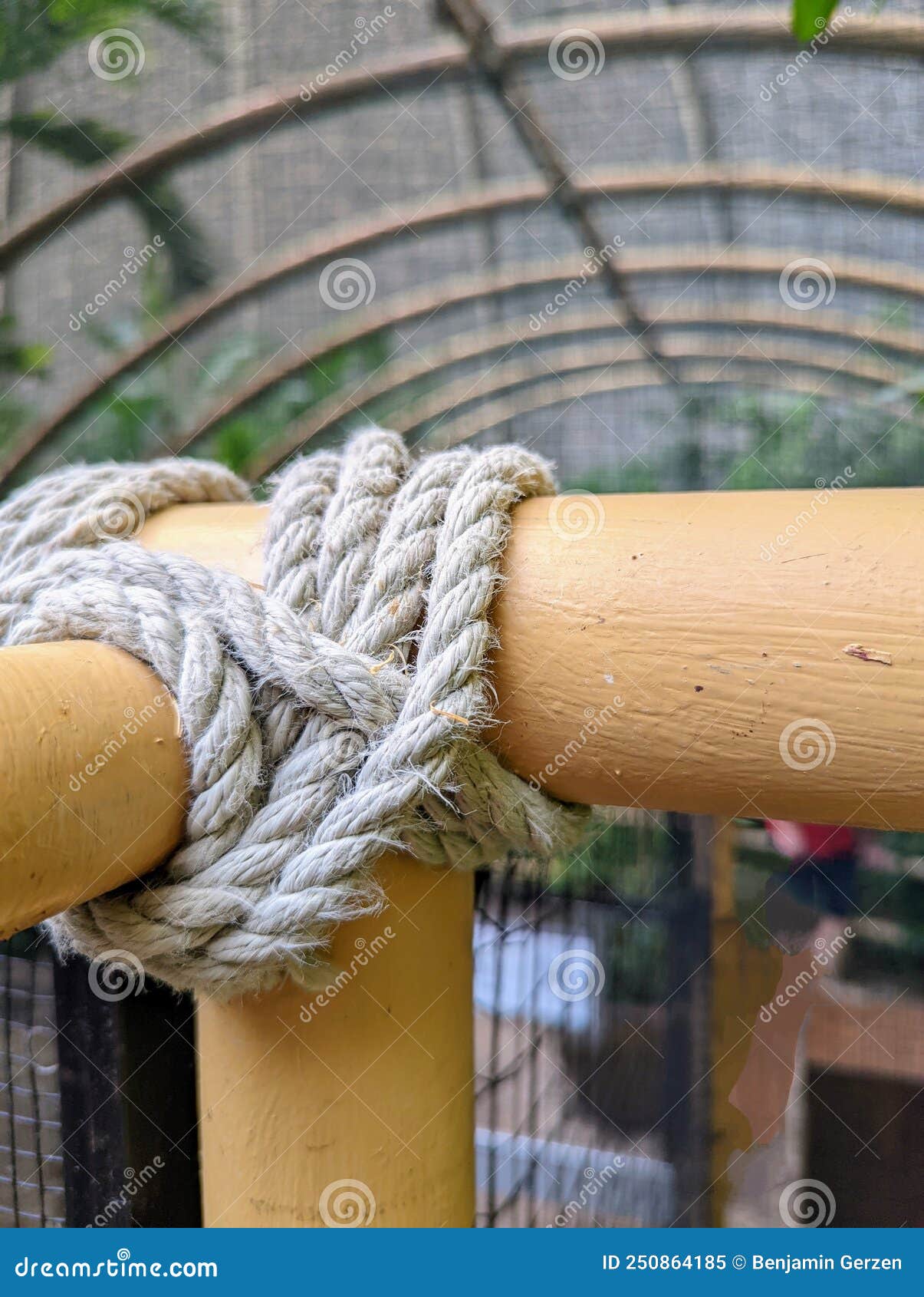 Rope Knot Around Three Pipes In The Big Hangar Dome Royalty-Free Stock ...