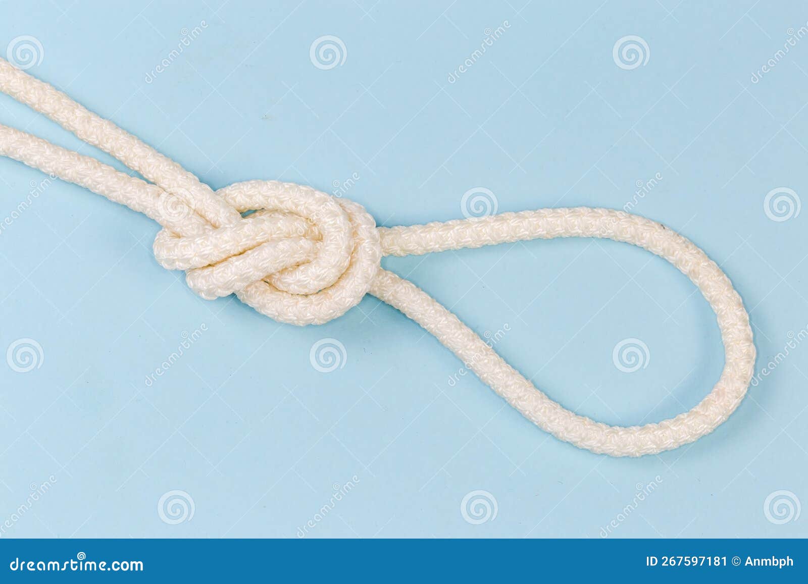 Rope Knot As Overhand Loop on Blue Background Close-up Stock Image ...