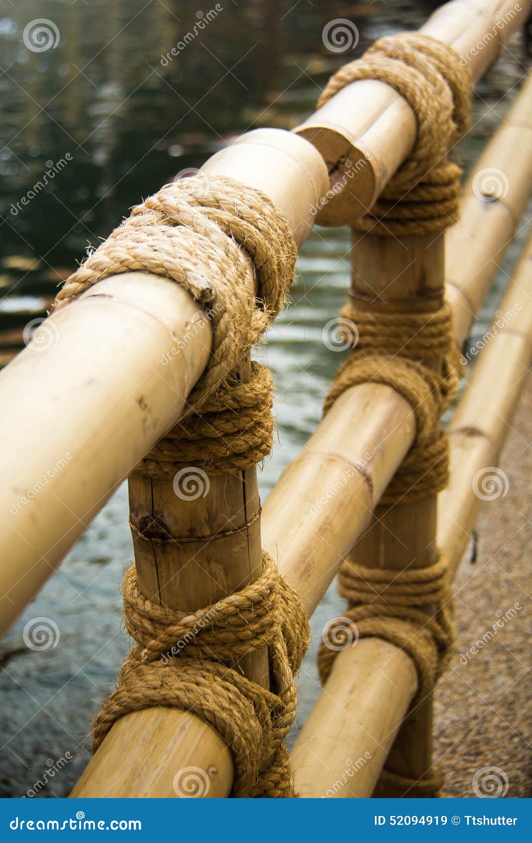 Rope knot on a bamboo stock image. Image of pattern, protection - 52094919