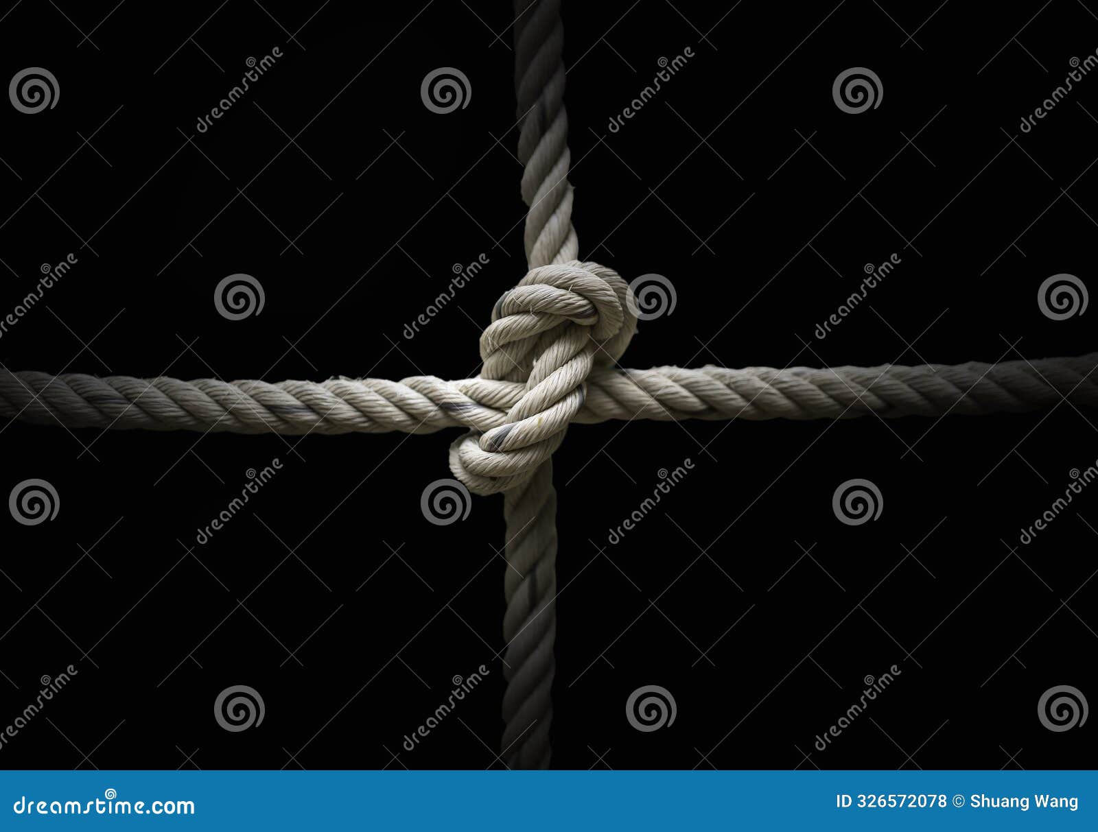 Rope Knot on Black Background. Concept for Unity Stock Photo - Image of ...