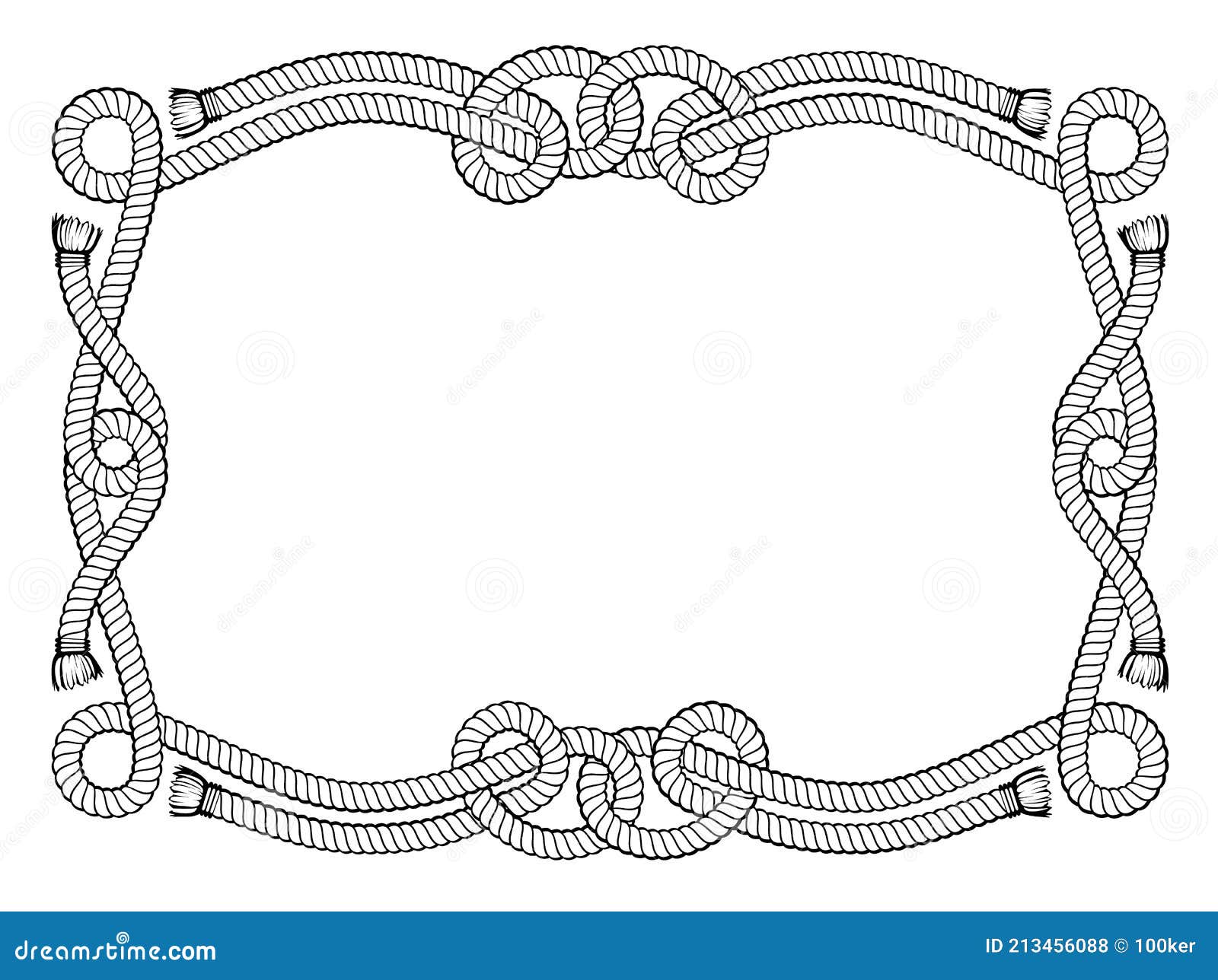Rope Knot Frame Black and White Isolated Stock Vector - Illustration of ...