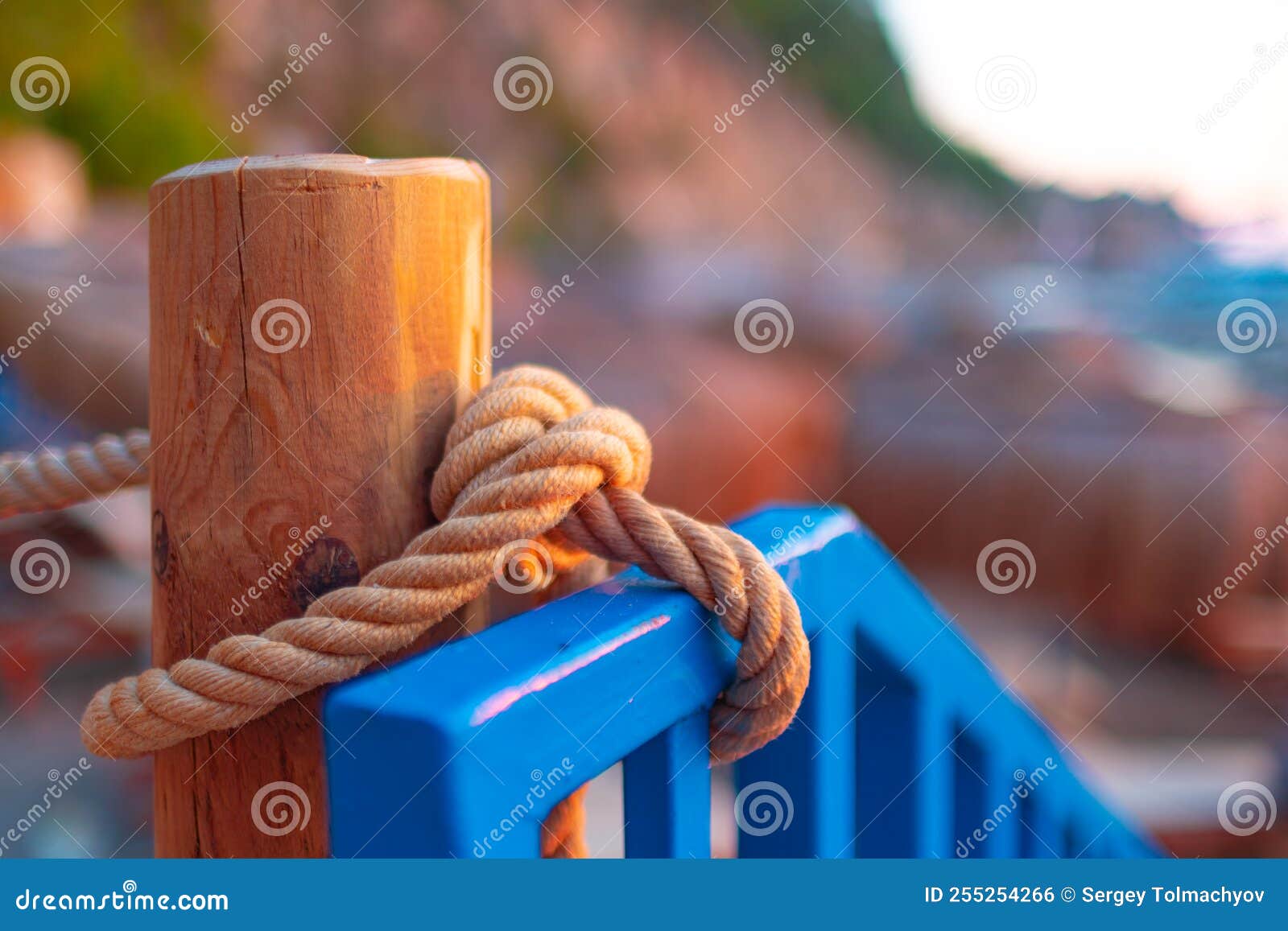 Rope Knot of Handrail of a Bridge Stock Photo - Image of string, cable ...