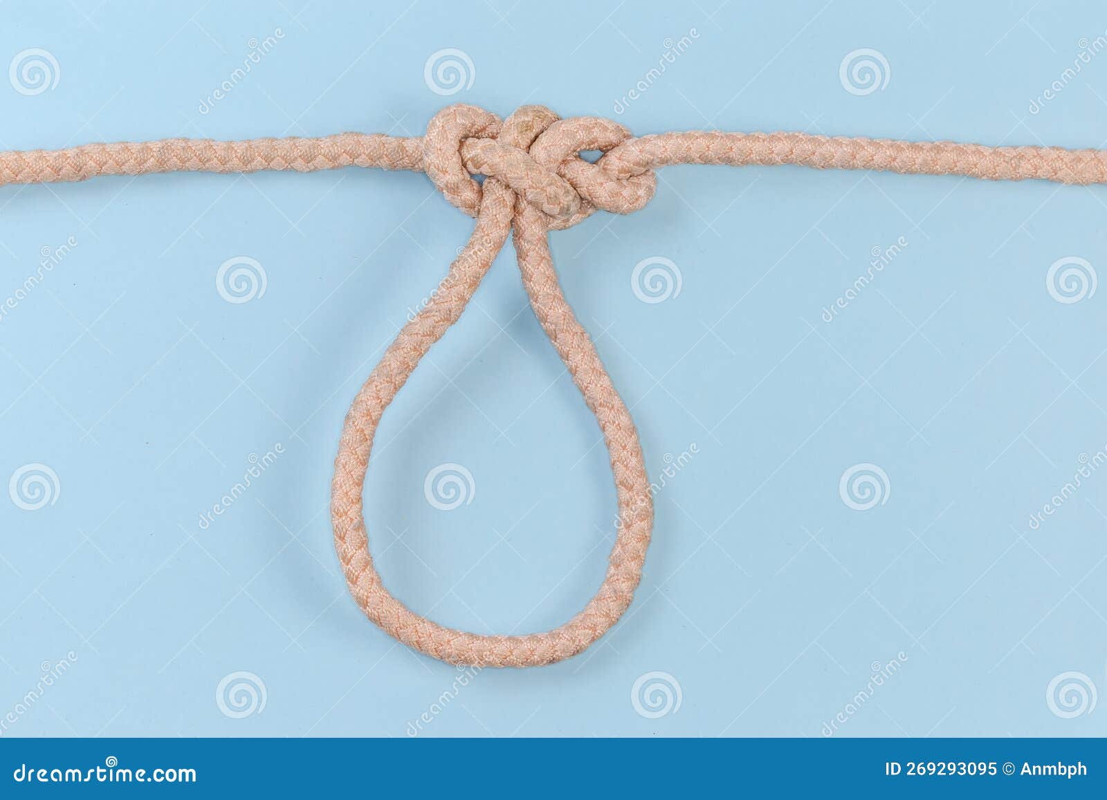 Rope Knot Span Loop on a Blue Background Stock Image - Image of caving ...