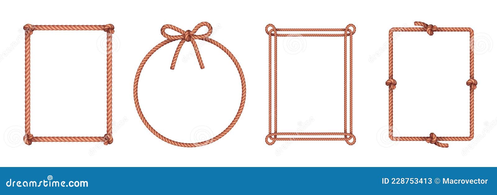 Rope Knots Frames Set stock vector. Illustration of strong - 228753413