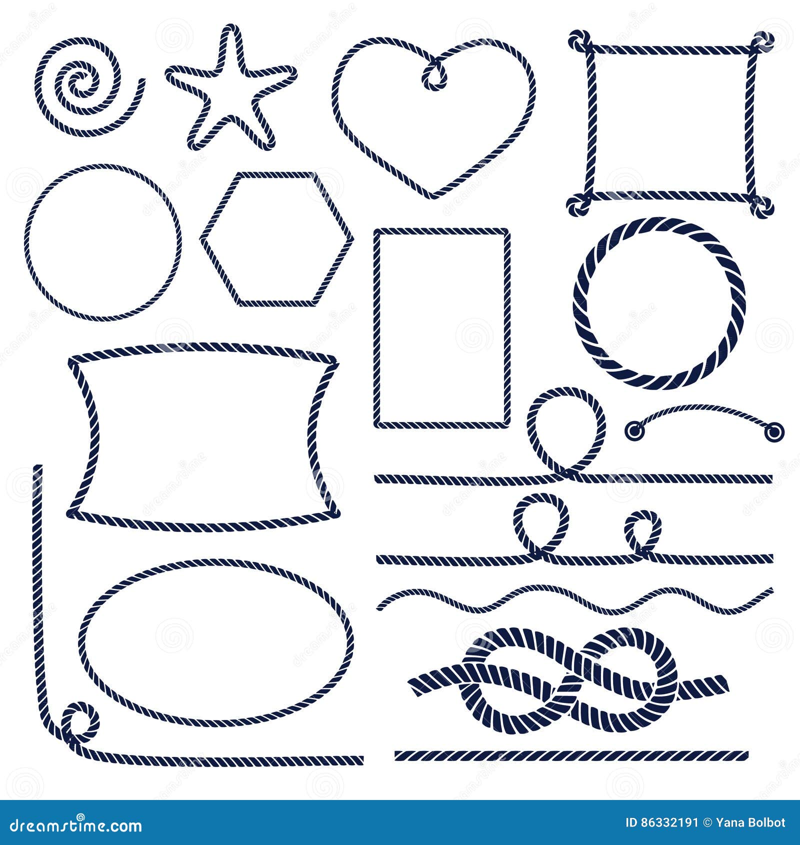 Rope Knots Silhouette Line Collection. Vector Illustrations ...