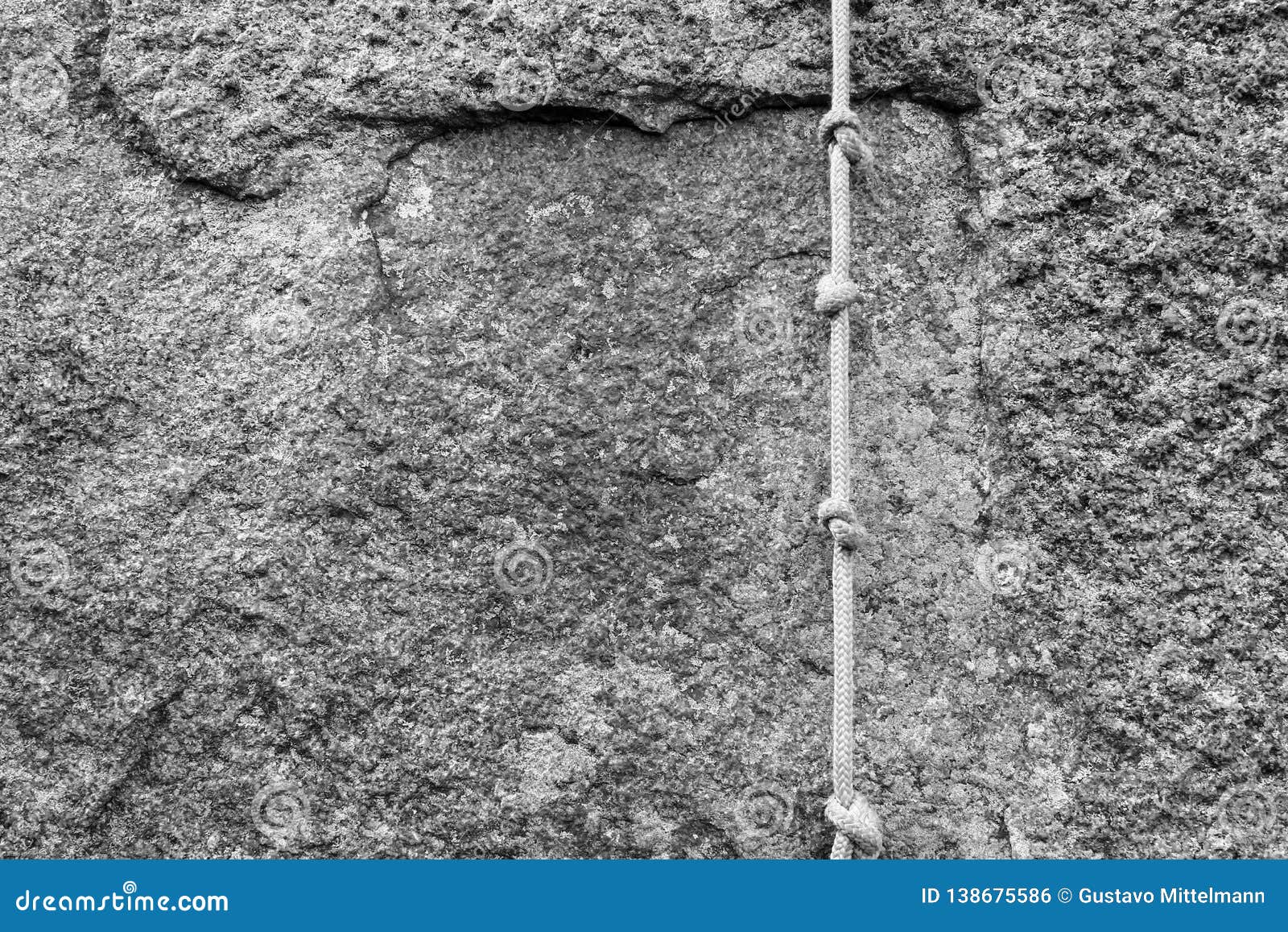 Rope with Knots on a Rock Horizontal Stock Photo - Image of rope ...