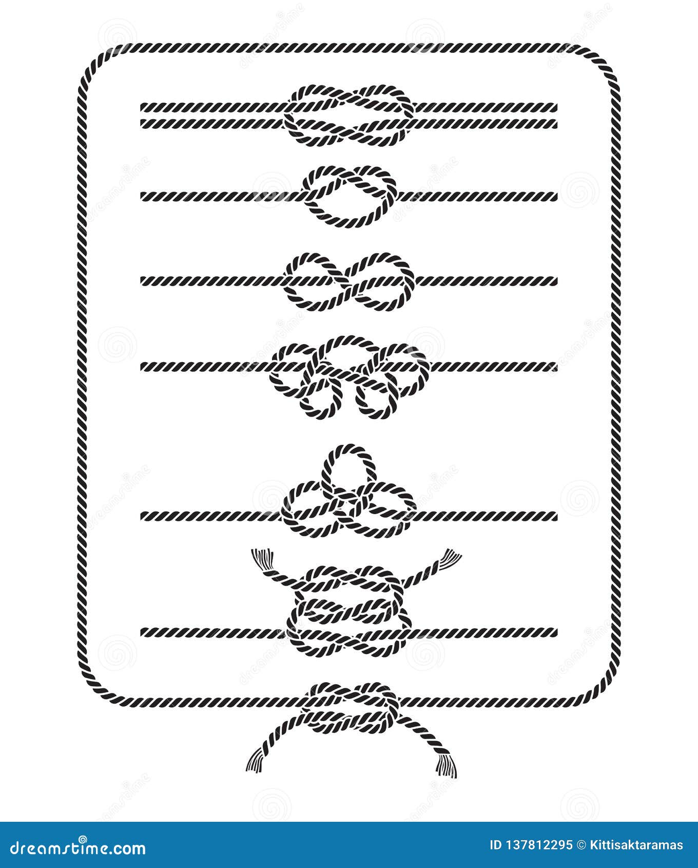 Rope Knots Silhouette Black Collection. Vector Illustrations Stock ...