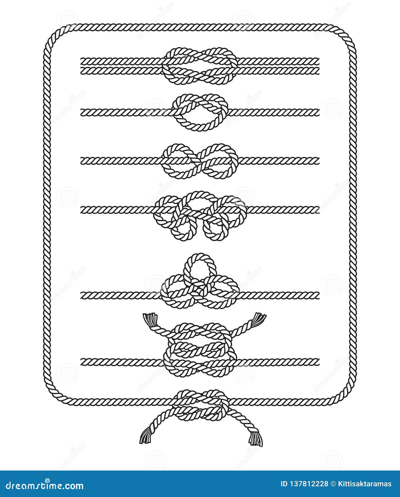 Rope Knots Silhouette Line Collection. Vector Illustrations ...