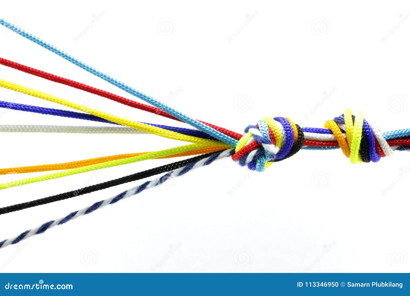 Multi-colored Coiled Rope and Knotted Rope Stock Photo - Image of ...