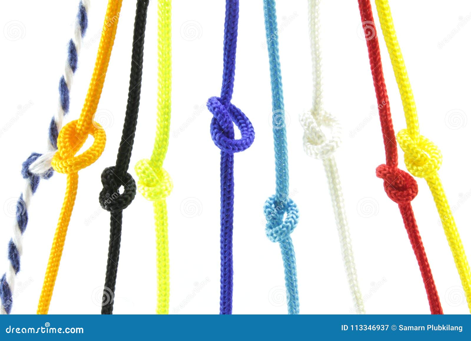 Multi-colored Coiled Rope and Knotted Rope Stock Image - Image of ...