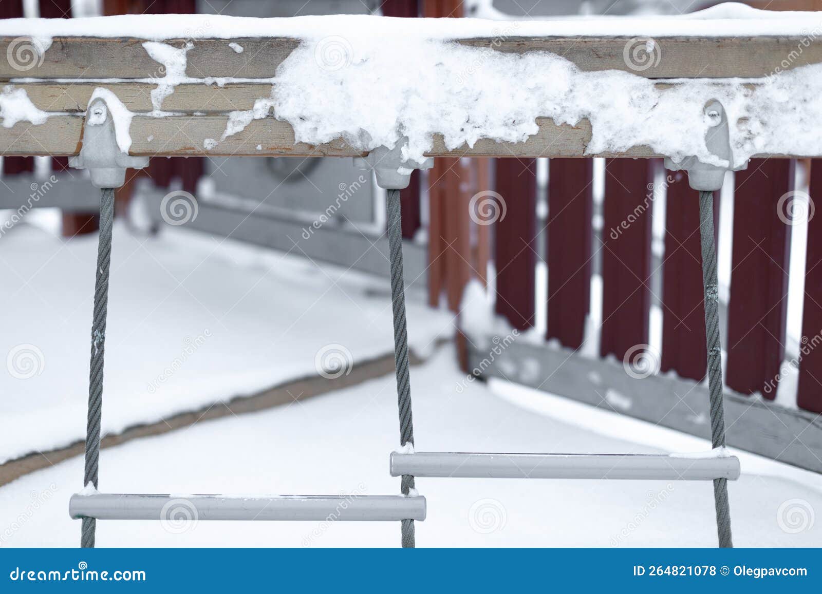 Rope Ladder on the Playground in Winter Stock Photo - Image of ...