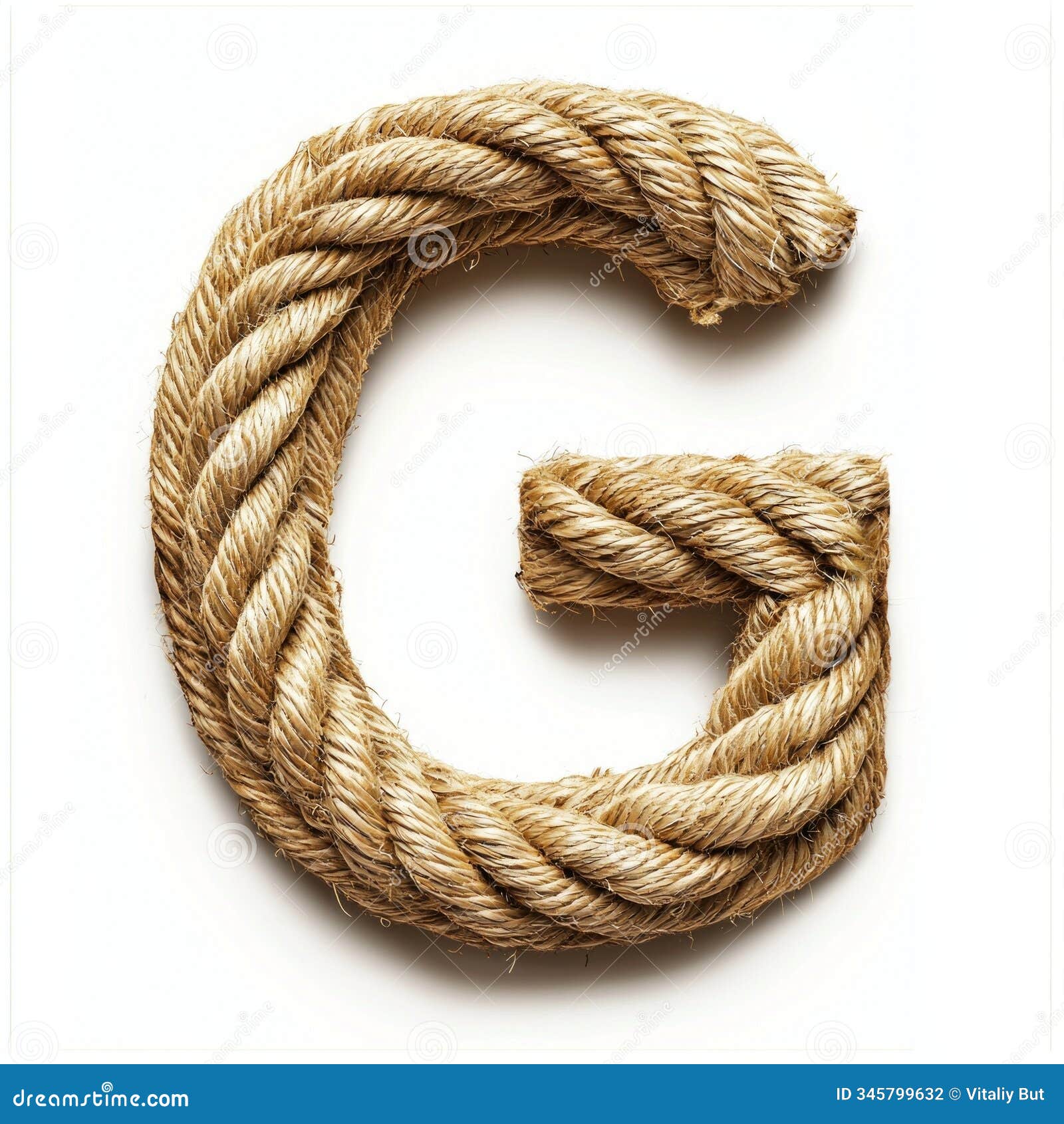 Rope Letter G Isolated White Background Showcasing Unique Texture and ...