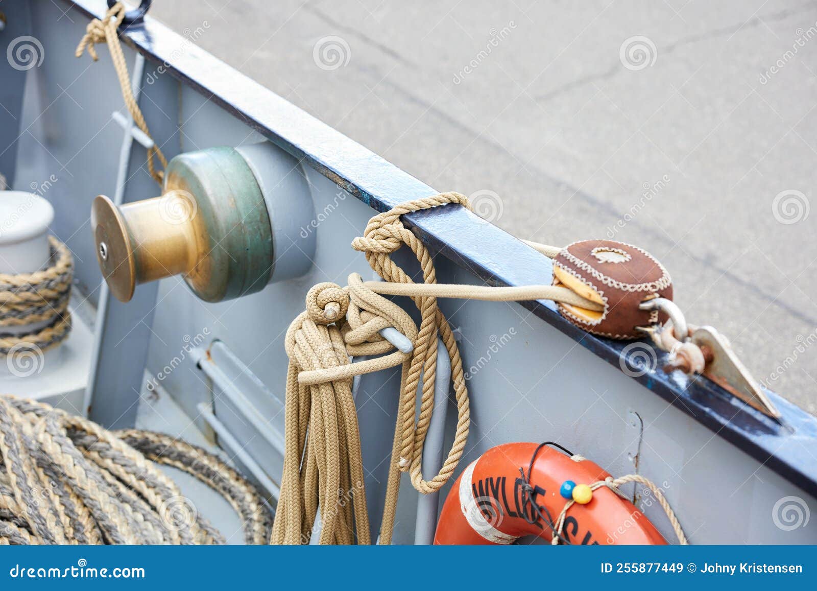 Rope and Life Ring on a Ship Stock Image - Image of tourism, denmark ...