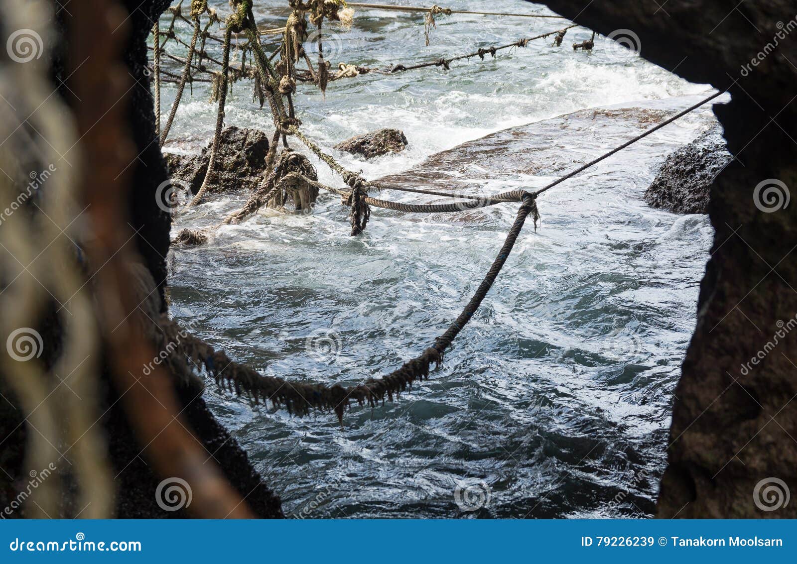 Rope line in the cave stock image. Image of greece, island - 79226239
