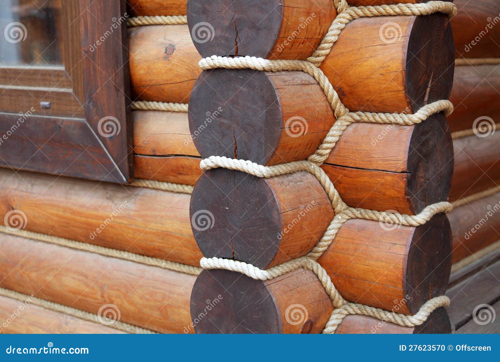 Rope between the logs stock photo. Image of cord, house - 27623570