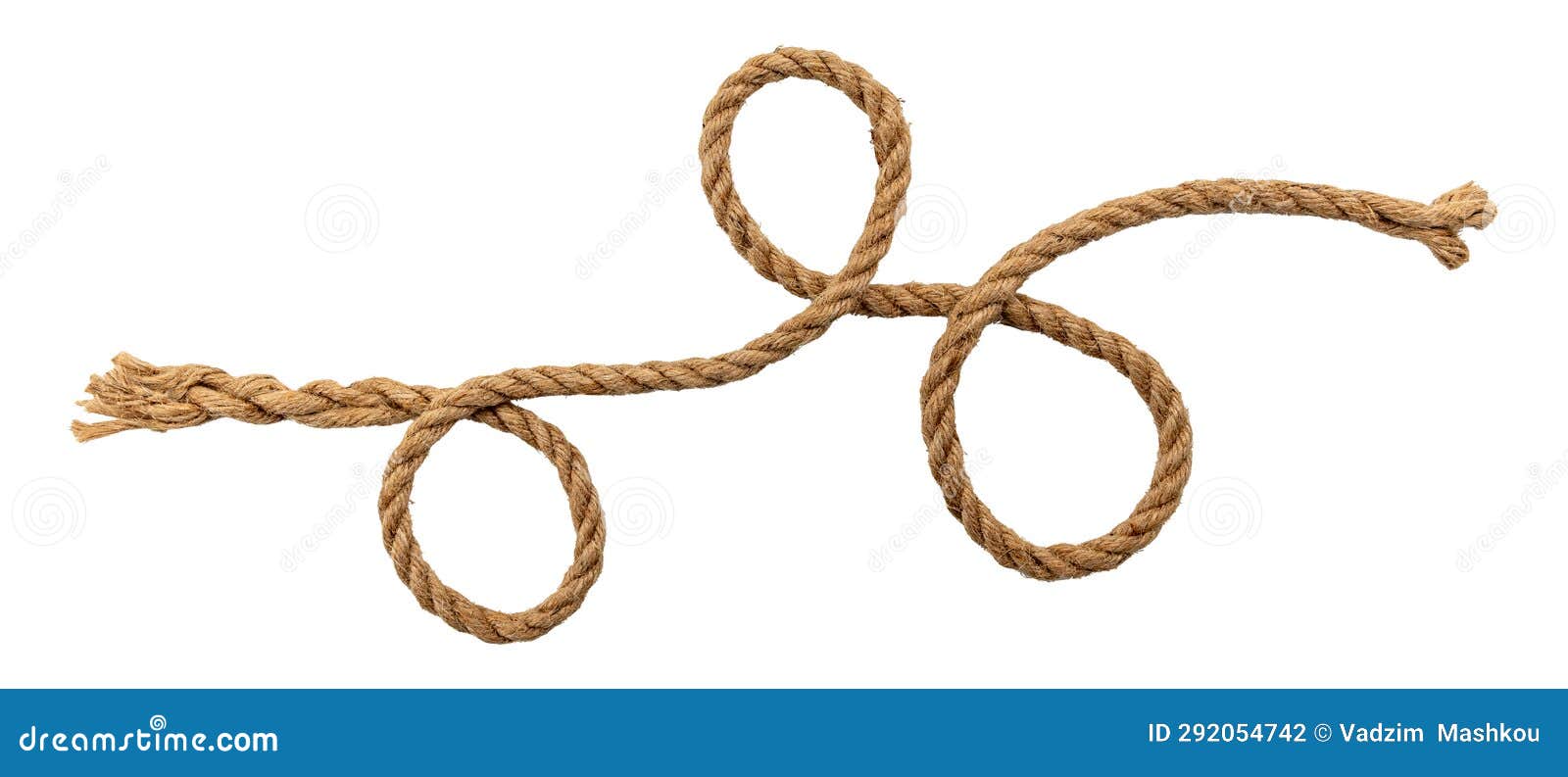 Rope Made of Jute in Loops and Knots on a White Background. Linen ...